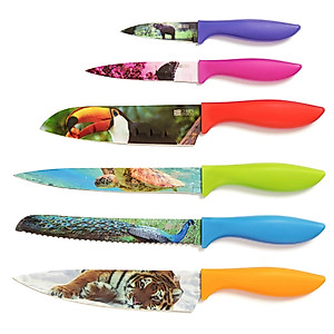 CHEF'S VISION Wildlife Knife Set Bundle With BEHOLD Wall-Mounted Magnetic Holder Silver