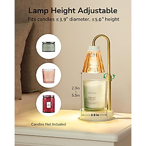 ULG 2-Pack Candle Warmer Lamp with Dimmer, Lamp Candle Heater with 4 Bulbs for 3 Wick Candles, Height Adjustable Candle Melter Light for Scented Wax, for Her/Mom, Amber