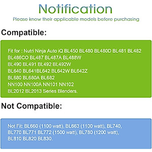 2-Pack 24oz Ninja Blender Cups with Sip & Seal Lid Blender Replacement Parts Compatible with Nutri Ninja Auto IQ Series Blenders BL450 BL454 BL456 BL480 BL481 BL482 BL490 BL640 BL642 BL682