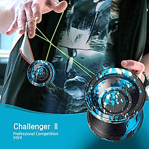 Hksod Yoyo Responsive Professional Yoyos for Kids 8-12 Beginners,Unresponsive Yo Yo for Adults Metal Trick Yoyos with Yo-yo Bearing Accessories - Black Blue