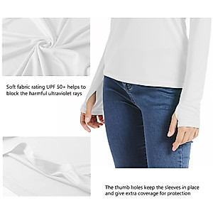 Willit Women's UPF 50+ Sun Protection Shirt Long Sleeve SPF UV Shirt Rash Guard Swim Hiking Fishing Tops Lightweight White L