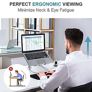 SHUWEI 360° Rotating Laptop Cooling Stand with 3 Speed Fan, Adjustable Height Laptop Stand for Desk, Ergonimic Aluminum Laptop Cooling Pad for 10-15'' Notebook - Silver