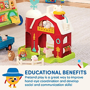 Battat – Farm Animal Toys – 10Pc Toy Farm Set For Kids, Toddlers – Toy Barn & Farm Animals – Music & Animal Sounds – Pretend Play Toy – Musical Farm Playset