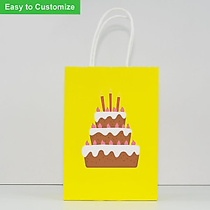 25pcs Paper Bags with Handles. Small Gift Bags Party Favor Bags Goodie Bags Shopping Bags. Yellow Gift Bags with Handles Bulk for Birthday Wedding Retail Business Festivals Arts DIY Crafts 5.9x3.1x8.3