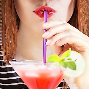 DOITOOL 200Pcs Plastic Straws Disposable Drinking Straw Friendly Straws Purple Straws for Party Wedding Events