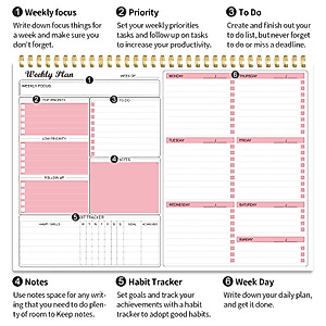 Weekly Planner Notepad Undated Weekly Goals Schedule Planner To Do List Notebook Planning Pad Calendars Organizers Habit Tracker Journal for Man & Women,52 Weeks (8.5x12")