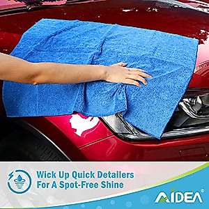 AIDEA Professional Microfiber Drying Towel-2PK, Premium Microfiber Towels, Scratch-free, Strong Water Absorption Drying Towel for Cars, SUVs, RVs, Trucks, and Boats Gifts(24 in. x 31 in.)-Blue