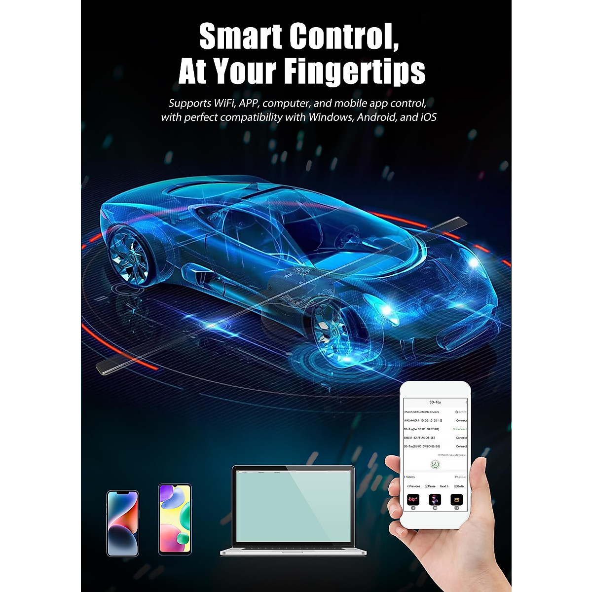 ASHATA 3D Hologram Fan,Holographic Projection WiFi Projector with 224 LED Light Beads 42cm 3D Advertising Player,for Business Store Shop Party Bar Advertising Signs(US)