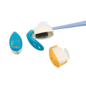 AUEAR, 8 Pack Happy Face Toothbrush Head Cover Cap with Suction Cup Cute Portable Protective Covers Case for Home Travel Outdoor Camping 4 Colors