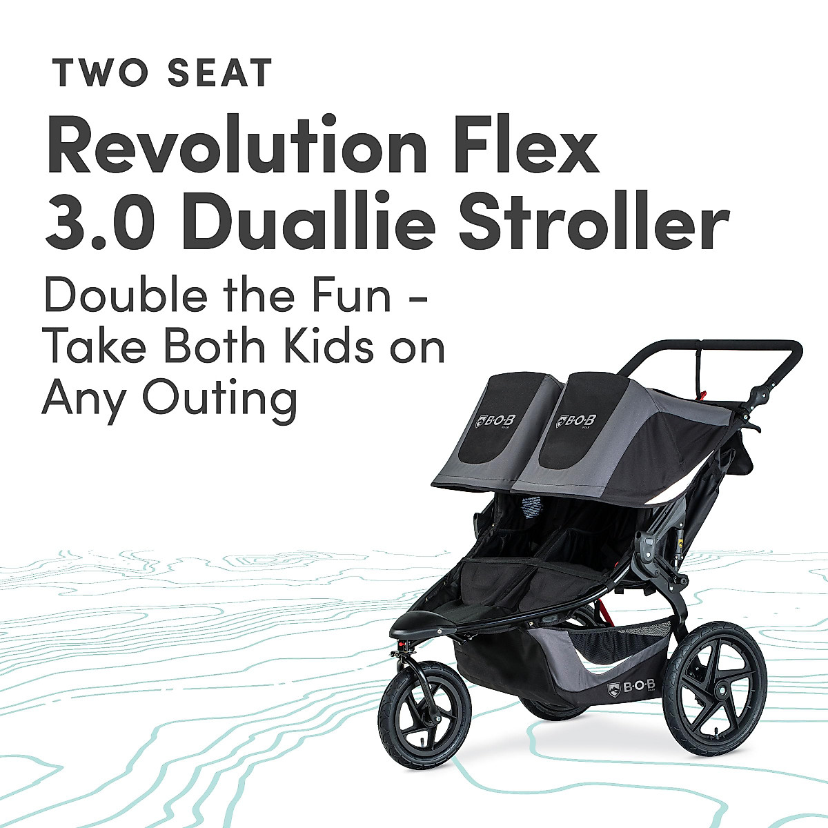 BOB Gear Revolution Flex 3.0 Duallie Double Jogging Stroller, Graphite Black