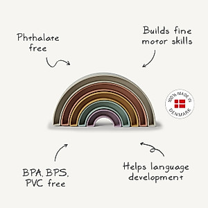 mushie Rainbow Stacker Toy 5pcs | Made in Denmark (Tropical) 1 Year+