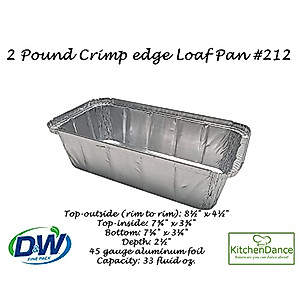 KitchenDance Disposable D & W Fine Aluminum Closeable Loaf Pan with Dome Lid - 33 Ounces Non-stick Aluminum Foil Pans Cakes, Cobblers - Baking Pan Perfect for Baking,Preparing Food, 212P, 500 Count