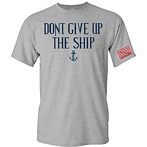Don’t Give Up The Ship Grey T-Shirt w/sleeve print - 2X