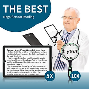 [2 Pack] 5X Magnifying Glass for Reading,7x5 inches Large and Lightweight Magnifier Provide Full Book Page Viewing Area Perfect Handheld Magnifier for Reading Small Prints,Low Vision Person & Seniors