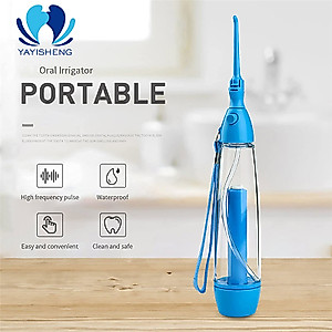 Water Dental Flosser Non-Electric Portable Affordable, Oral Irrigator Cordless Manual Air Pressure Simple Operation, for Home and Travel Blue