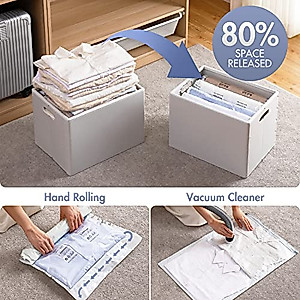 TAILINK Storage Bins 2 Pack 32L & Vacuum Storage Bags 9 Pieces, Collapsible & Stackable Storage Box Folding Storage Containers for Organizing Clothes, Toys, Books, 80% Space Released