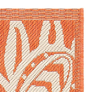 SAFAVIEH Courtyard Collection Runner Rug - 2'3" x 10', Terracotta & Natural, Floral Design, Non-Shedding & Easy Care, Indoor/Outdoor & Washable-Ideal for Patio, Backyard, Mudroom (CY2961-3202)