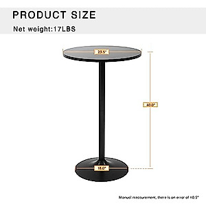 Round Bar Table 40" Height Modern Pub Table with Solid Top and Sturdy Metal Base, High Top Table for Kitchen, Dining Room, Bistro, Cocktail, Black