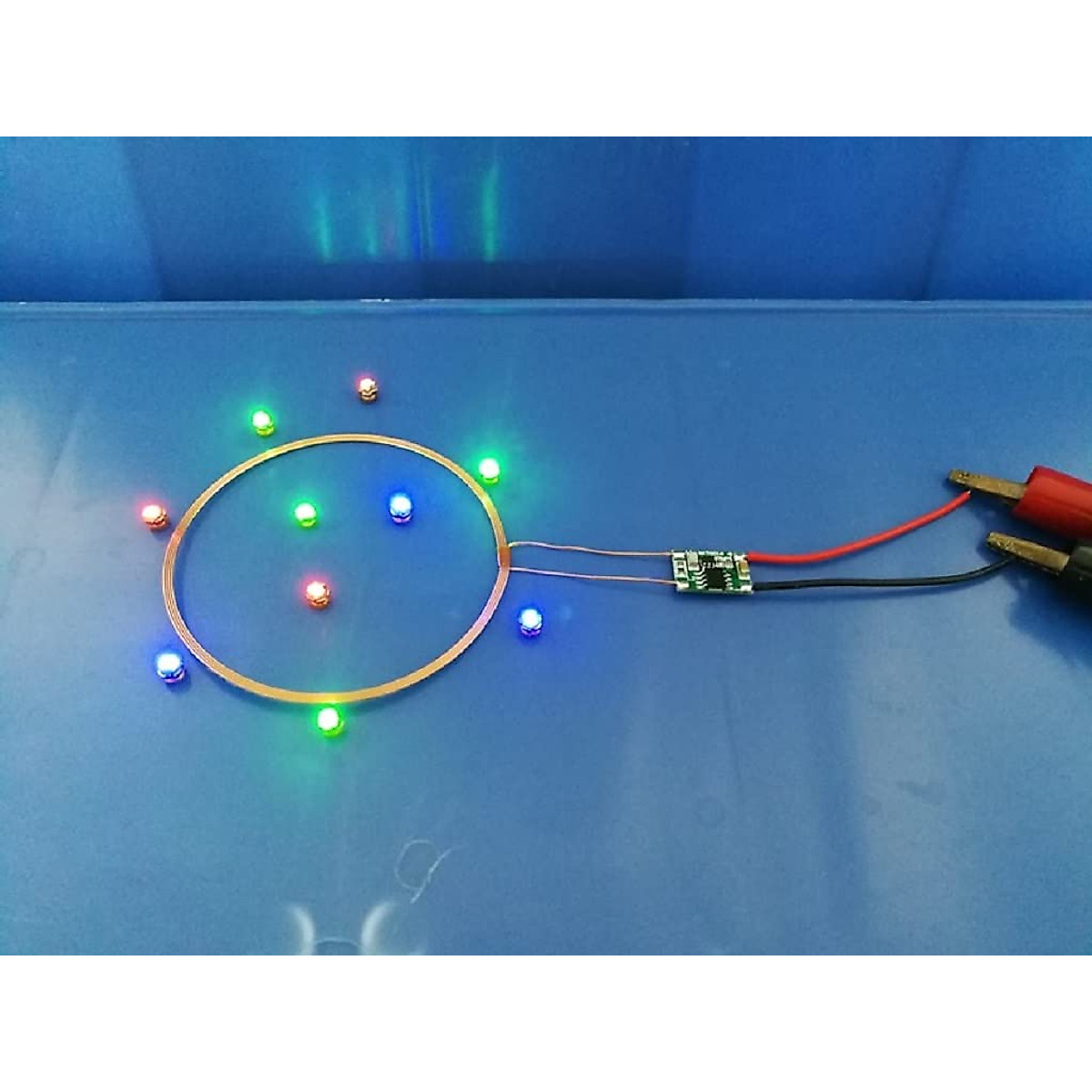 Taidacent 80mm Long Distance 5V Wireless LED Coil Inductive Coil and Ten Colorful Wireless LEDs Lights Brightness Adjustable Wireless LED Induction Wireless Charging Module