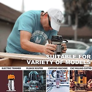 Yueqing Zhongji Rabbet Router Bit 1/4 Inch with 6 Bearings,Interchangeable and Adjustable Bearing (Multiple Depths 1/8", 1/4", 5/16", 3/8", 7/16", 1/2") Carbide Tipped Rabbeting Router Bit Set for