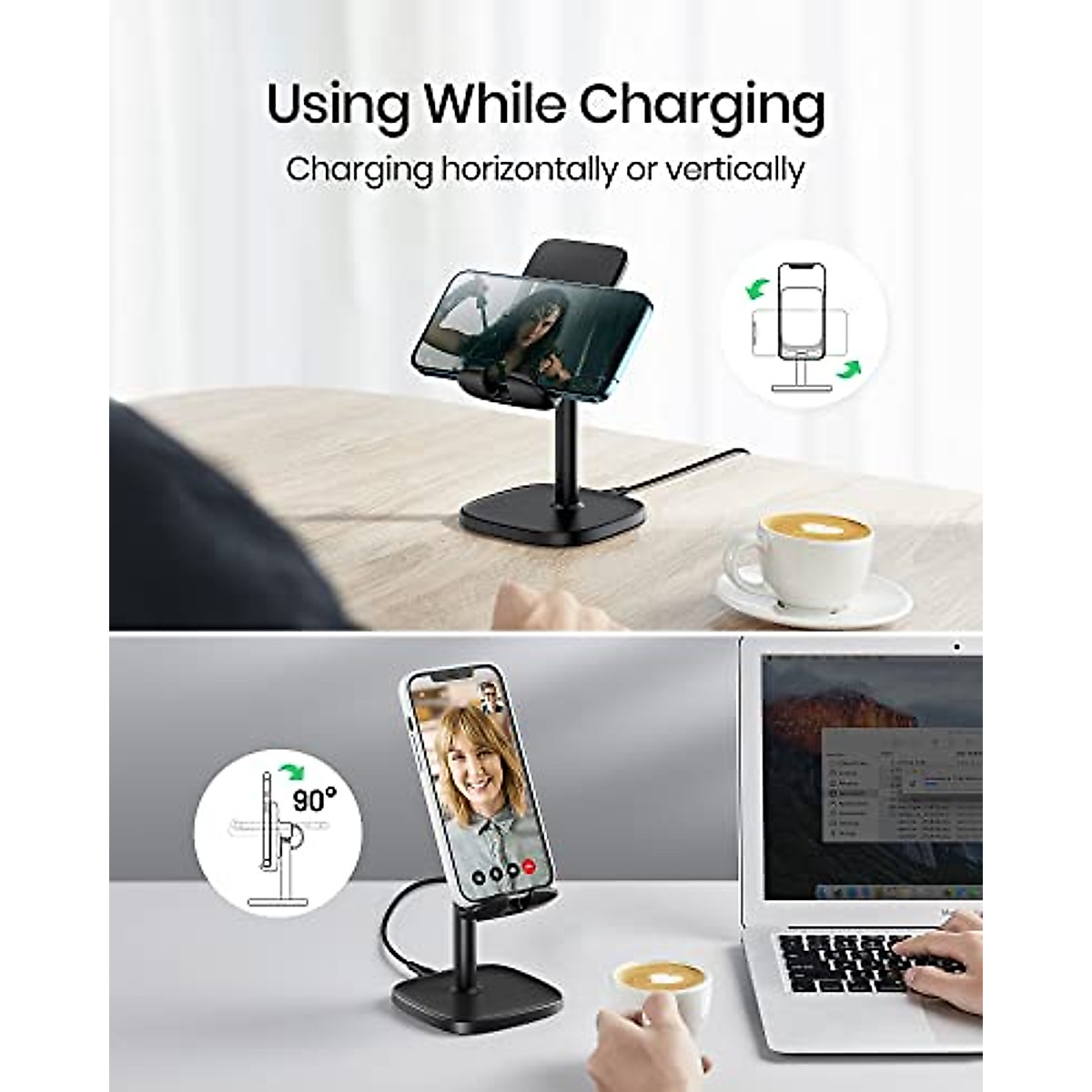 INIU Wireless Charger Stand, 15W Fast Wireless Charging Stand, Adjustable Angle Charger Dock Phone Holder, Wireless Charging Station Compatible with iPhone 14 13 12 11 Pro/Max Samsung S22 S21 Pixel