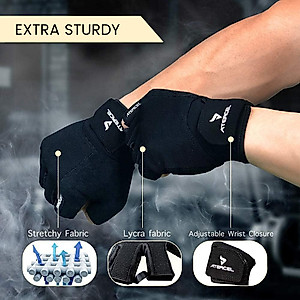 ATERCEL Workout Gloves for Men and Women, Exercise Gloves for Weight Lifting, Cycling, Gym, Training, Breathable and Snug fit (Black, S)