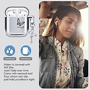 Cute AirPods Case with Beautiful Butterfly Pendant, Soft Silicone Protective Electroplating Cover Compatible with 2nd and 1st Generation Case