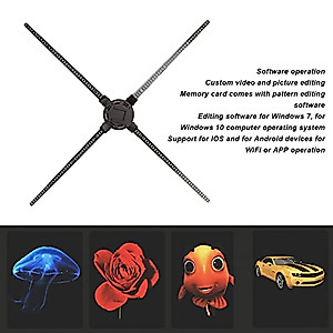 3D Hologram Advertising Display Fan 33.5inch, 1600×1600 Hi Resolution and APP Control, 8G Built in, LED Light 3D Holographic Projector Fan for Business Store Shop Bar(US)