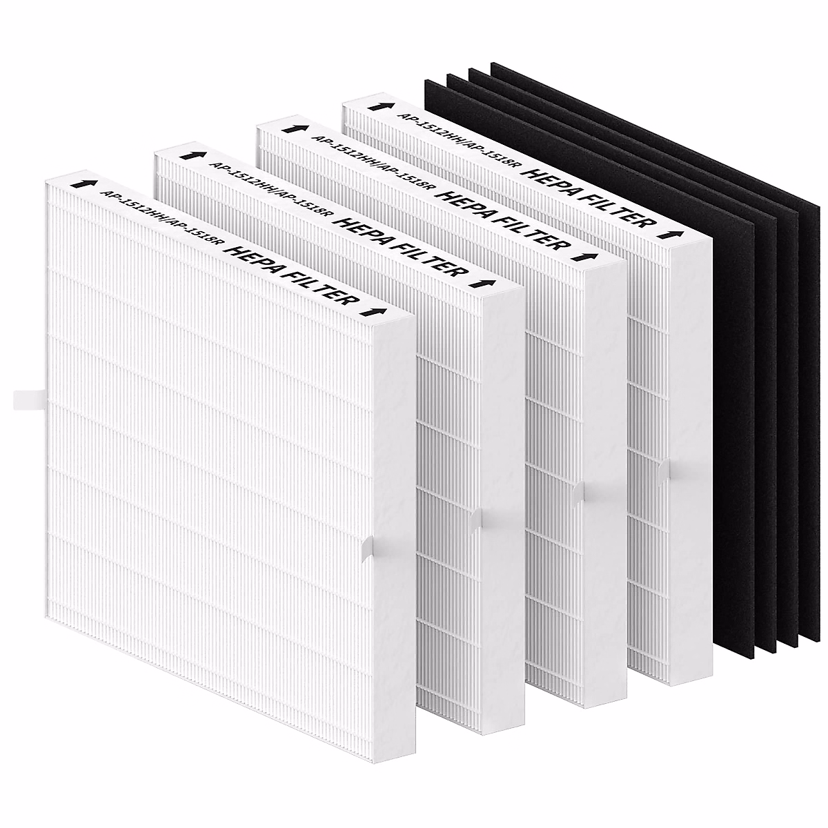 FMDZFL 4 Packs AP-1512HH True HEPA Replacement Filter Set, Compatible with Coway airmga AP-1512HH, AP-1512HH FP Part# 3304899, 4 True HEPA + 4 Carbon Pre-Filters.