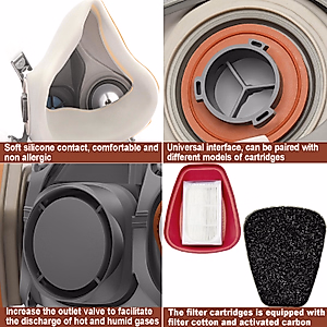 RANKSING Respirator Mask with 60921 Filters to Protect Against Dust, Gases, Fumes, Asbestos, Organic Vapors, Chemicals while Painting, Spraying, Sanding, Welding, Construct and Other Work PPE