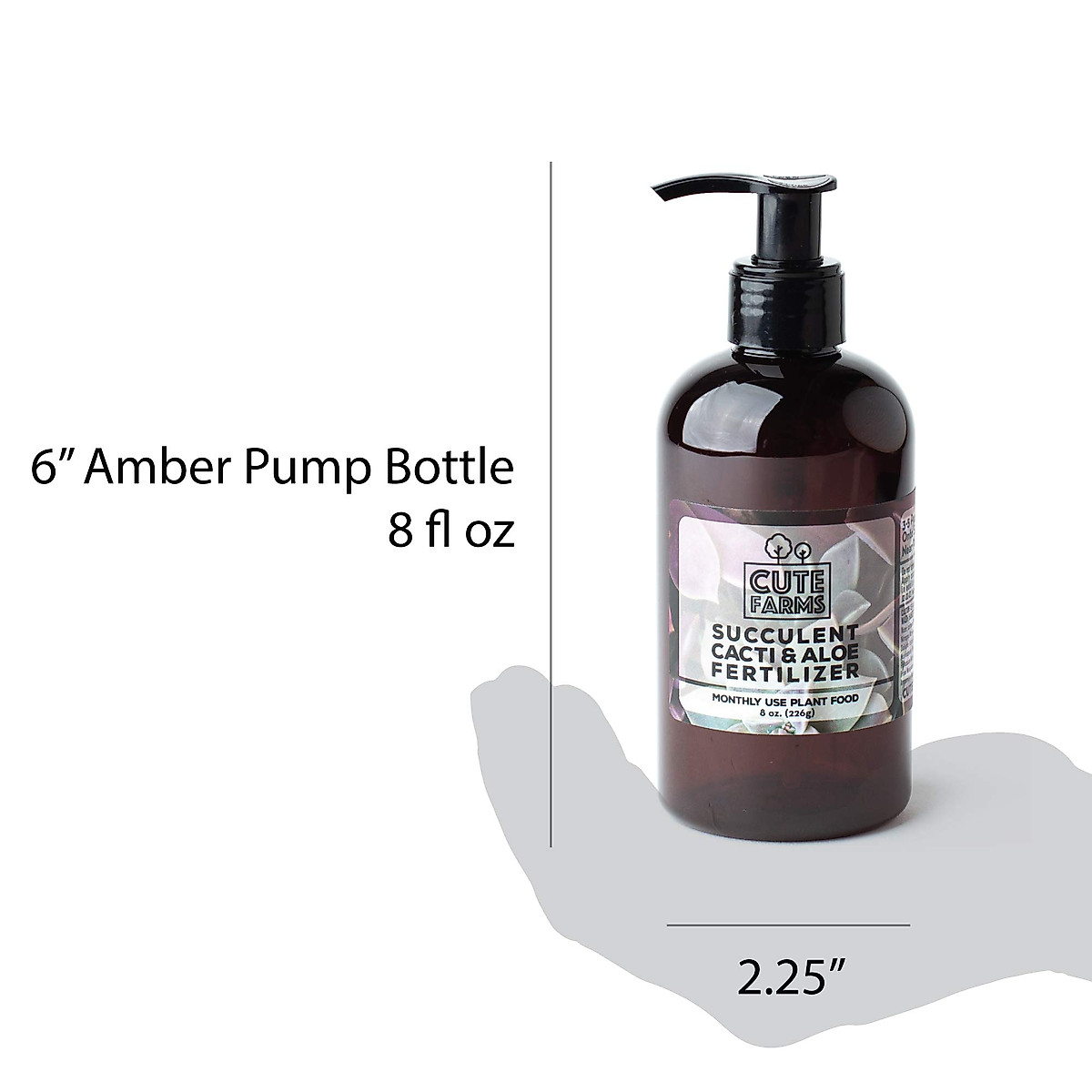 Cute Farms Succulent, Cacti, & Aloe Fertilizer | Gentle Monthly Use Formula Plant Food (8 oz. Bottle + ONE Fine Mist Spray Bottle)