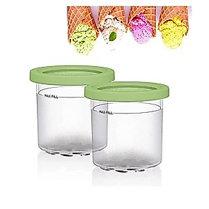 GHQYP Creami Deluxe Pints, for Creami Ninja Ice Cream Containers, Creami Containers Safe and Leak Proof Compatible NC301 NC300 NC299AMZ Series Ice Cream Maker,Green-2PCS