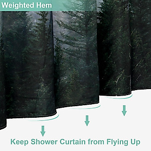 ORTIGIA Misty Forest Shower Curtains,Nature Shower Curtain,Woodland Shower Curtain,Fantasy Fog Magic Winter Tree Bath Curtain for Bathroom,Waterproof Polyester Fabric 72" Wx72 L-with Hooks