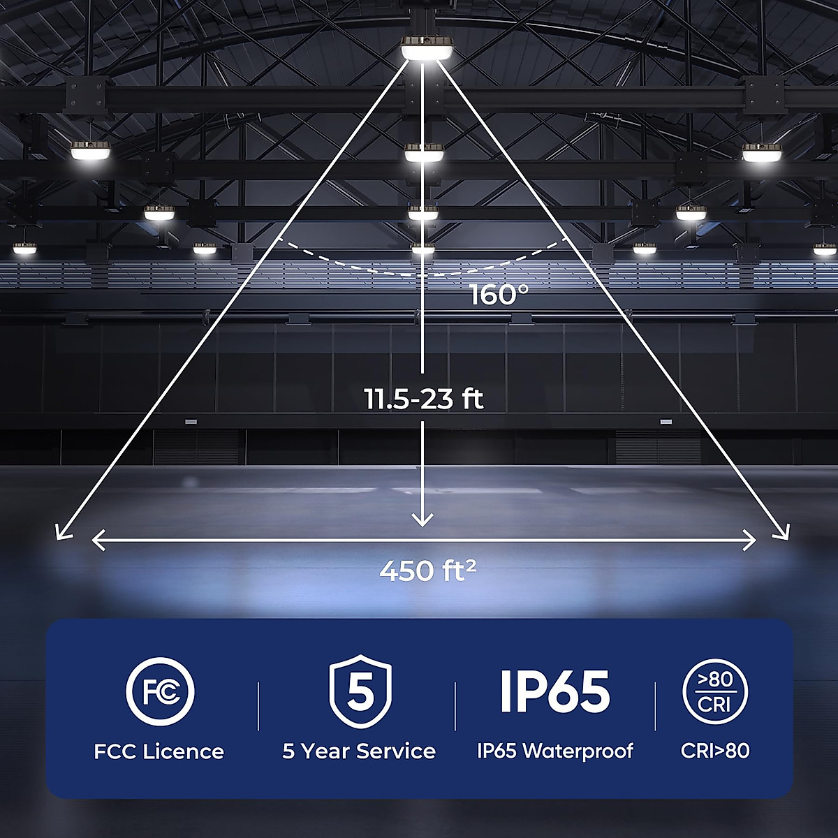 CINOTON 80W LED Canopy Lights 11200LM, Commercial LED Shop Lights 120Vac, Outdoor IP65 Waterproof High Bay Lights for Garage Carport Warehouse Gas Station Ceiling, 5000K Daylight FCC-Listed 4 Pack