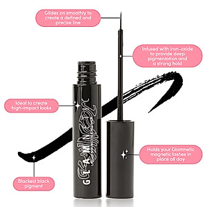 Glamnetic Magnetic Eyeliner - Black | Waterproof Liquid, All-Day Hold for Magnetic Eyelashes, Sweatproof, Paraben-Free - 7.5ml