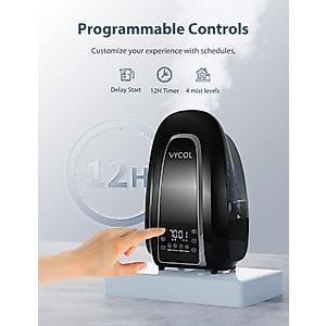 Humidifiers for Bedroom, Vycol 5.6L Smart Cool Mist Humidifier with Humidity Sensor & Timer for Large Room Home, Customized Humidity, Whisper Quiet Ultrasonic Air Vaporizer for Baby and Plants