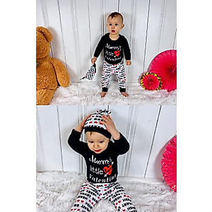 Yruiz 3PC Baby Boys' Mommys' Little Valentine Heart Breaker Outfit Long Pants with hat (6-12 Months)
