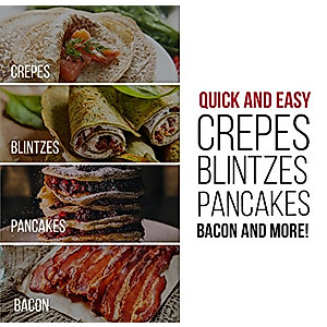 CHEFMAN Electric Crepe Maker: Precise Temp Control, 12" Non-Stick Griddle, Perfect for Crepes, Tortillas, Blintzes, Pancakes, Waffles, Eggs, Bacon, Batter Spreader & Spatula Included, Black