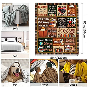 Book Lovers Gifts, Good Gifts for Book Lovers Book Reading Librarian Gifts Book Blanket 50"x60", Gifts for People Who Like to Read Book Club Gifts for Women