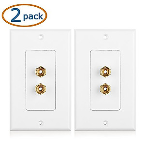 Cable Matters 2-Pack Speaker Wire Wall Plate (Speaker Wall Plate, Banana Plug Wall Plate) for 1 Speaker in White