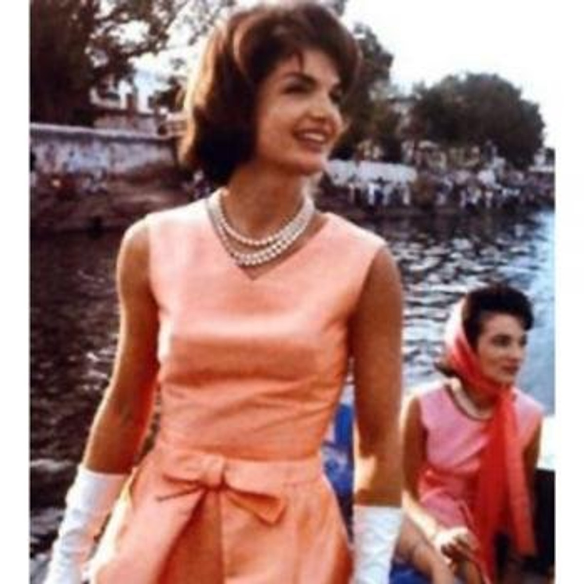 Jacqueline Jackie Kennedy Triple Strand Pearl Necklace 20" In Shell Pearl…