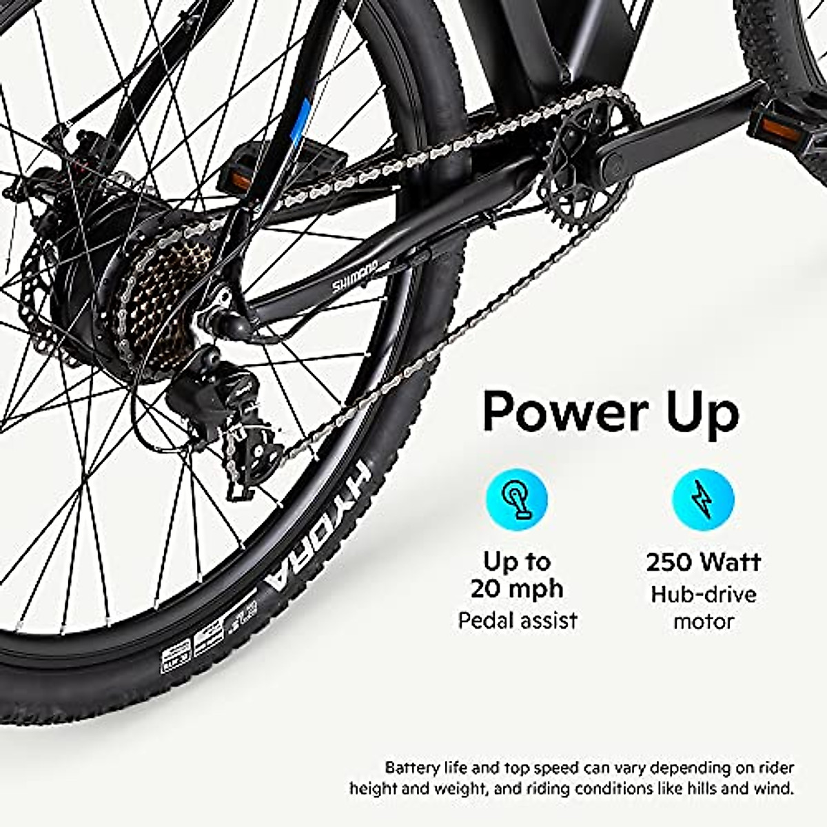 Schwinn Amalgam Adult Electric Bike, 18.5-Inch Hybrid Aluminum Frame, 7 Speed, 27.5-Inch Wheels, Matte Black