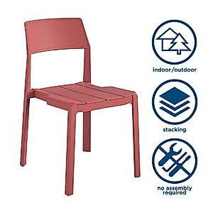 Novogratz Poolside Collection, Chandler Stacking Dining Chairs, Indoor/Outdoor, 2-Pack, Persimmon