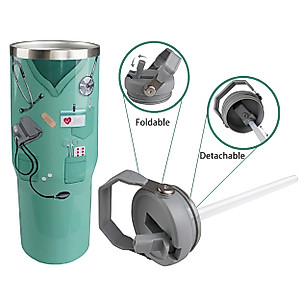 ZNYYZYBA Nurse Tumbler Nurse Gifts for Women - Nurse Appreciation Gifts Nurses Week Gifts for Female Male Nurse、 New Nurses、 RN、 LPN, 30oz Nurse Thermal Mug with Handle and Flip Straw