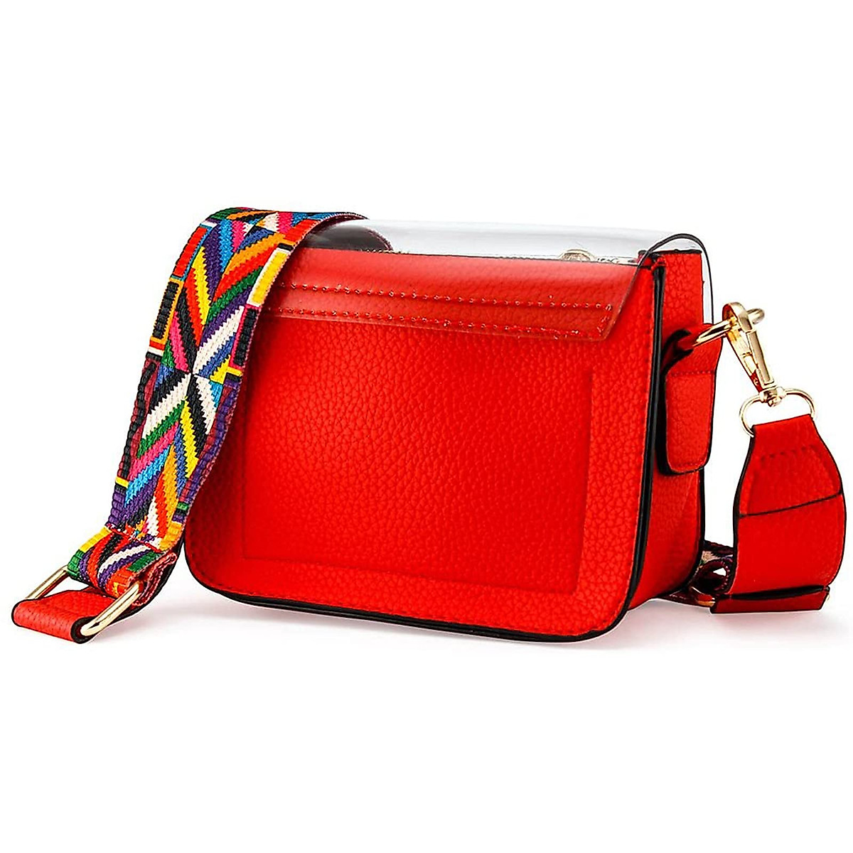 mothgel Women Mini Transparent PVC Plastic Crossbody Summer Durable Shoulder Bag (Red)