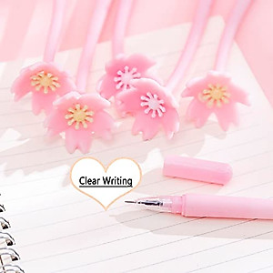 MIAO YUAN 20PCS Romantic Flowers Gel Ink Pen Cute Black Writing Pens Ballpoint Black Ink Gel Pen Party Gift Gel Ink Pens Funny School Stationery Office Supplies