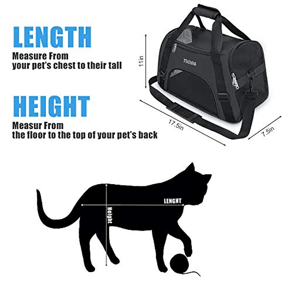 YLONG Cat Carrier Airline Approved Pet Carrier,Soft-Sided Pet Travel Carrier for Cats Dogs Puppy Comfort Portable Foldable Pet Bag,Airline Approved