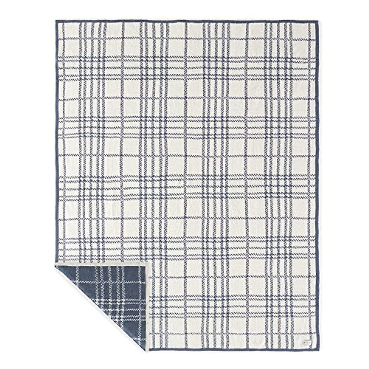 Crafted by Catherine Quinn Plaid Cozy Knit Throw Blanket 60" x 70" Inches, Soft Comfy Decorative Throw for Couch Bed Sofa Travel, Blue