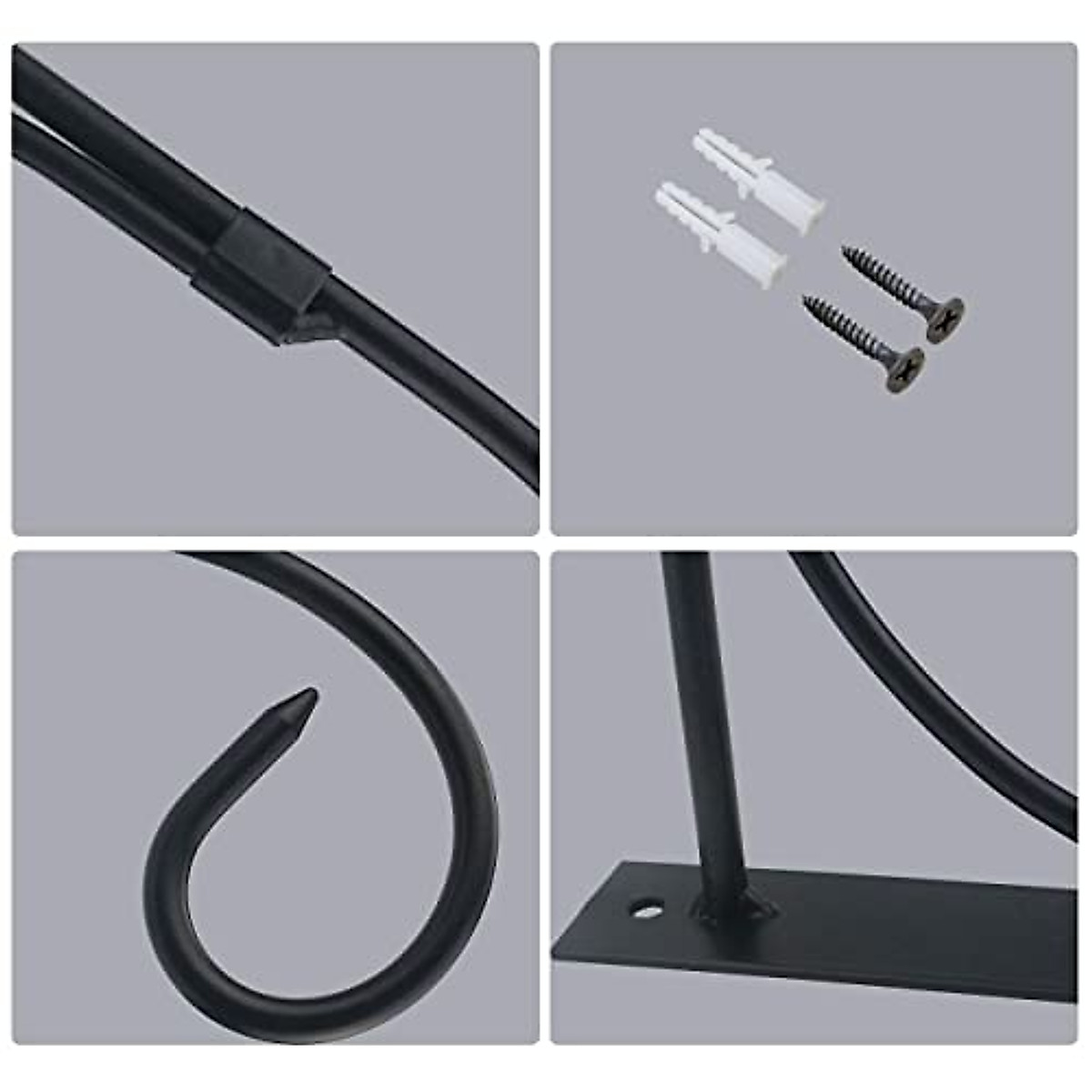 Tinsow Plant Bracket Iron Wall Hooks Straight Downcurled Hanging for Wind Chimes, Flower Baskets, Decorative Plants, Lantern, Wind Spinners, Bird Feeders, Indoor or Outdoor Decoration