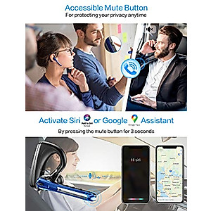 GPEESTRAC Bluetooth Headset [Upgraded] Active Noise Cancelling Bluetooth Headphones, Bluetooth Earpiece CVC8.0 Dual-Mic Hands-Free V5.0 Comfortable Earbud